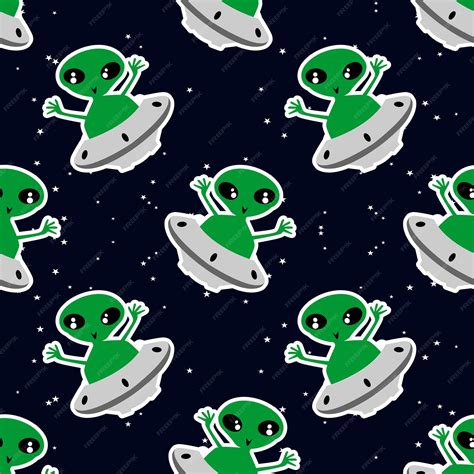 Premium Vector Alien And Ufo Seamless Pattern Vector Background