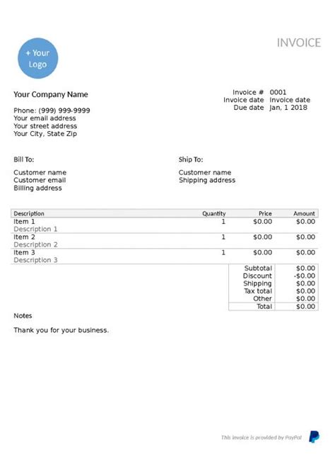 Invoice Template Word Downloadable Word Invoice Template