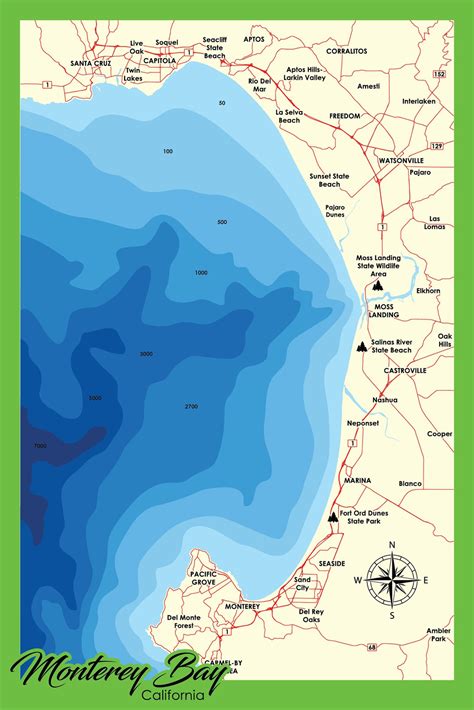 Digital File Pdf Svg Monterey Bay California Map Etsy