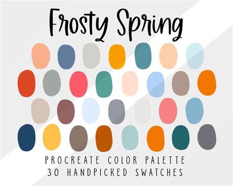 Frosty Spring Spring Procreate Color Palette Spring Themed Color