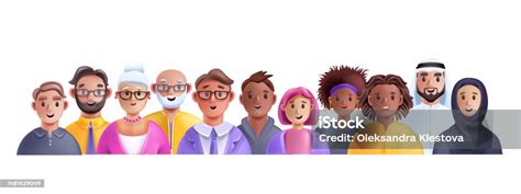 3d 다양한 사람들 아바타 세트 비즈니스 사람 벡터 그룹 다문화 캐릭터 학생 군중 3차원 형태에 대한 스톡 벡터 아트 및 기타