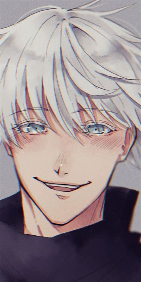 Обои на телефон Сатору Годжо Аниме Магическая Битва Голубые Глаза Седые Волосы 1022774