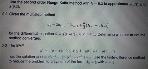 solved use the second order runge kutta method with h 0 2 to