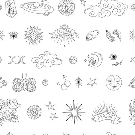 Premium Vector Astrological Seamless Pattern