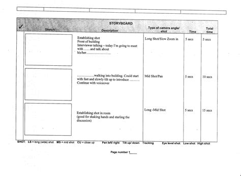 2011 2012 A2 Media Storyboard Template And Script Example