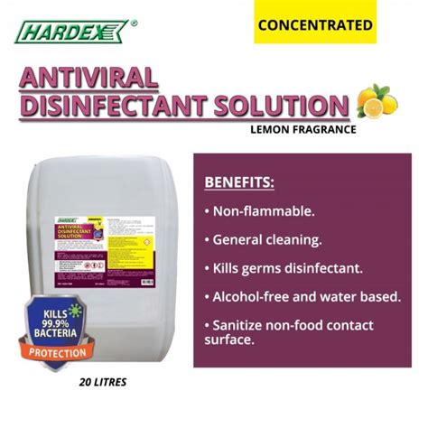 Hardex Antiviral Disinfectant Solution Lemon Fragrance Concentrated 20 Litres
