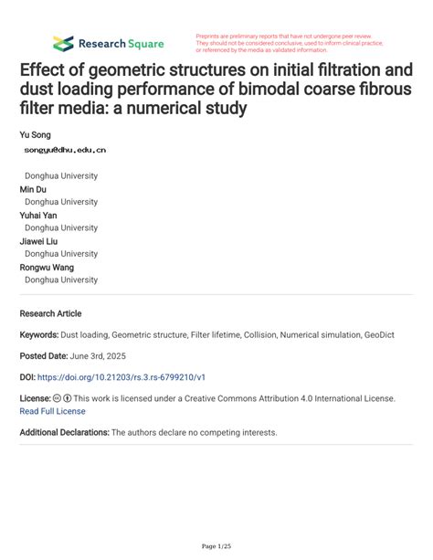 pdf effect of geometric structures on initial filtration and dust