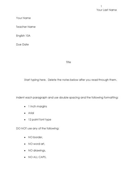 20 Free MLA Format Templates Essay Format Examples