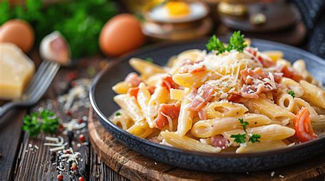 펜네 파스타 카르보나라 베이컨과 계란 배경 베이컨 까르보나라 배경 일러스트 및 사진 무료 다운로드 Pngtree
