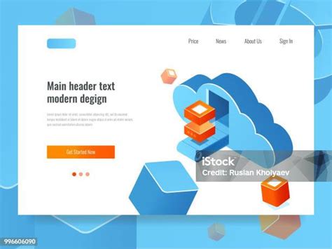 클라우드 데이터 스토리지 원격 서버 룸 컨베이어 및 데이터 블록 클라우드 액세스 아이소메트릭 벡터를 해결 개발에 대한 스톡 벡터 아트 및 기타 이미지 Istock