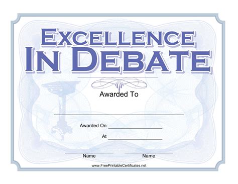 Excellence In Debate Certificate Template Download Printable Pdf