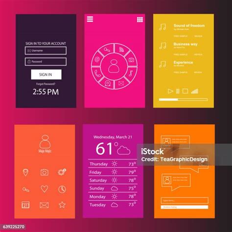 모바일 인터페이스 Ui 벡터 에 대한 스톡 벡터 아트 및 기타 이미지 개체 그룹 검색 Istock