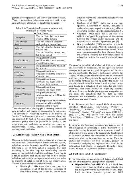 Use Case Modeling In Software Development A Survey And Taxonomy Pdf