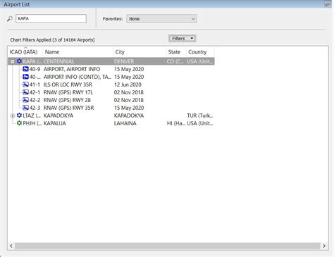 The Show Hide Chart Types Filter In Jeppview Elink Or Echarts For