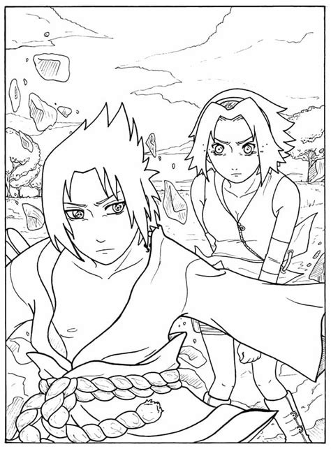 Uchiha Sasuke And Sakura Coloring Page Download Print Or Color Online For Free