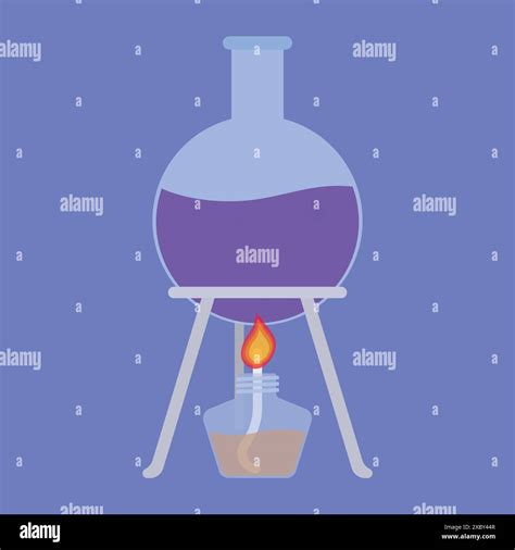 round glass with burner vector chemistry lab experiment round glass with flame burner and stand