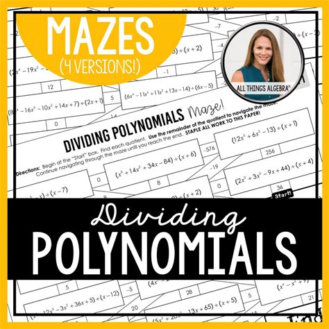 Dividing Polynomials Mazes All Things Algebra®