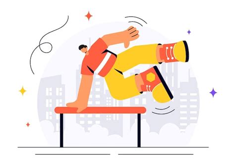 Premium Vector Parkour Sports Vector Illustration Featuring Young Men