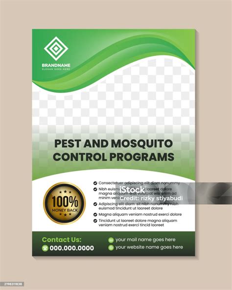 제목이 있는 추상 디자인 전단지 배너 템플릿은 해충 및 모기 방제 프로그램입니다 흰색 배경에 사진 콜라주를 위한 공간이 있는 수직 레이아웃 개미에 대한 스톡 벡터 아트 및