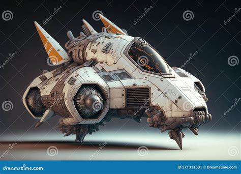 Wondrous Futuristic Small Sci Fi Space Racer With Engine For Space Racing Stock Illustration