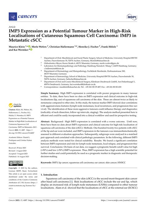PDF IMP3 Expression As A Potential Tumour Marker In High Risk