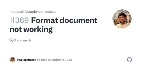 Format Document Not Working · Issue 369 · Microsoftvscode Dotnettools