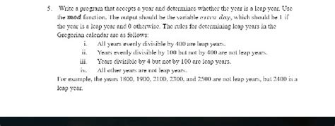 Solved Write A Program That Accepts A Year And Determines