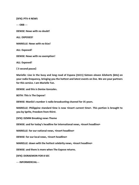 Radio Broadcasting Script Tagalog Philippin News Collections