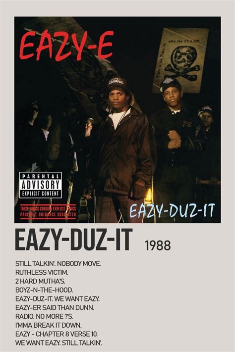 Eazy Duz It By Eazy E │ Album Poster Music Poster Ideas Rap Album