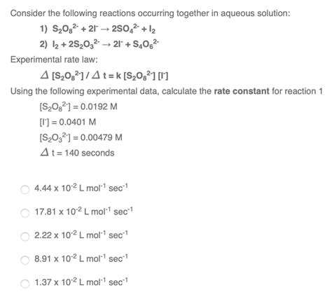 Solved Consider The Following Reactions Occurring Together Chegg Com