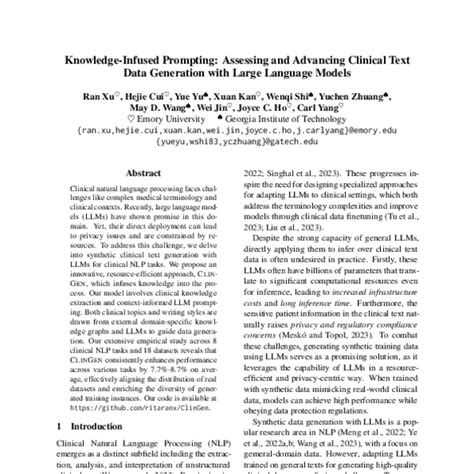 Knowledge Infused Prompting Assessing And Advancing Clinical Text Data Generation With Large