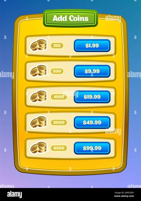 game ui interface design virtual currency bank vector eps 10 stock