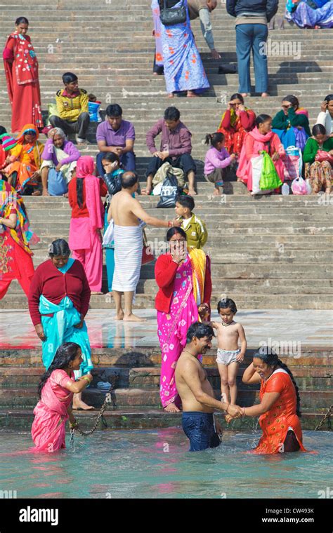 Hindu Pilgrims Bathing In Holy Ganges River Kumbh Mela Festival 2010