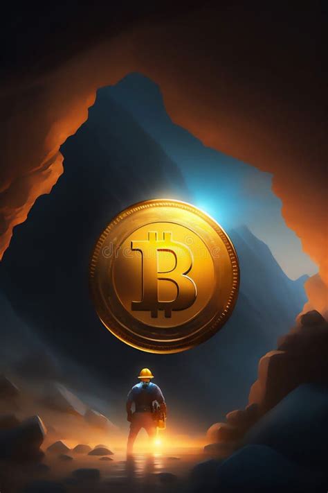 Bitcoin Miner Extracting Bitcoin Coins Inside A Mine Conceptai Generative Stock Illustration
