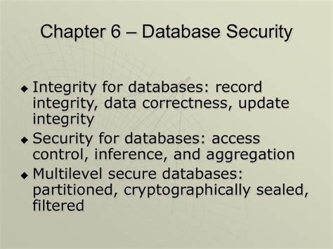 Database Security Integrity Access Control Multilevel