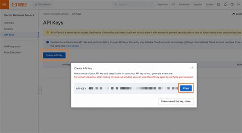 Manage Api Keys Vector Retrieval Service Alibaba Cloud