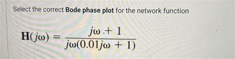 Solved Select The Correct Bode Phase Plot For The Network