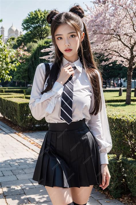 Ein Schönes Asiatisches Mädchen Mit Langen Beinen Trägt Eine