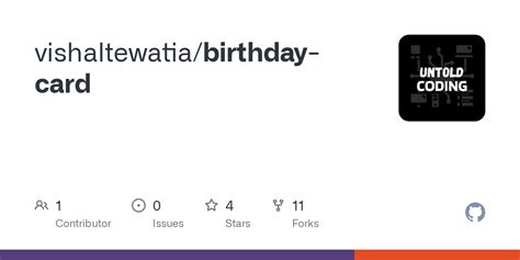 GitHub Vishaltewatia Birthday Card