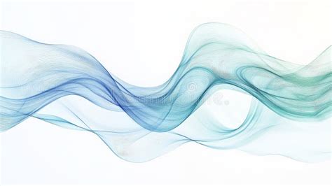 Curving Lines In Shades Of Light Blue And Green Flowing Smoothly Across A White Background