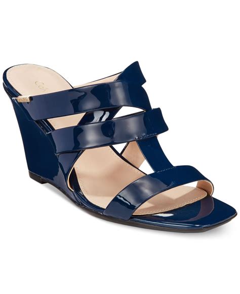 Lyst Calvin Klein Womens Nona Wedge Sandals In Blue
