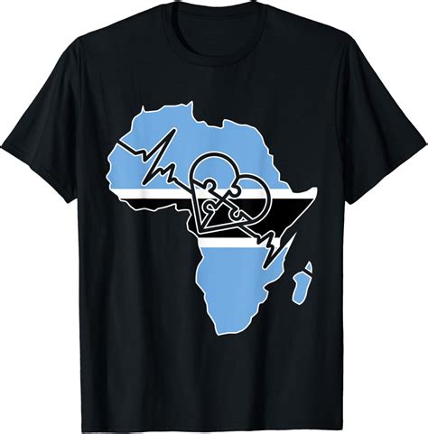 Botswana Flag In Africa Map Heartbeat Love Botswana T Shirt