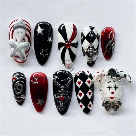 Clown Inspired Nails Pierrot Clown Nails Jester Nail Art Circus Nails