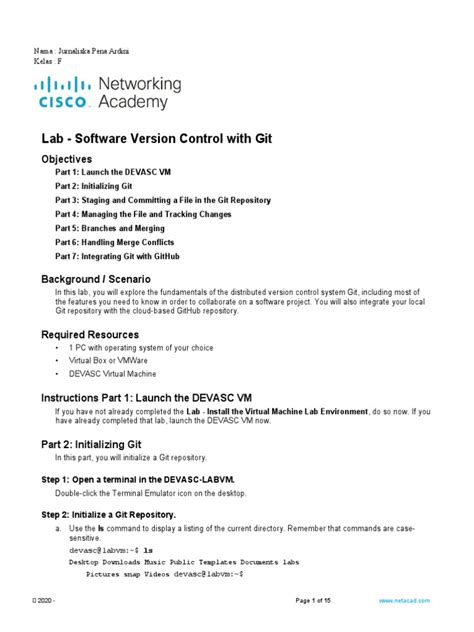 3311 Lab Software Version Control With Git Yanuaryusuf Pdf Version Control Software