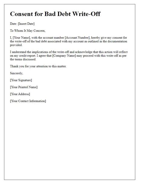 Letter Template For Bad Debt Write Off Acknowledgment Free Samples In PDF Letterin