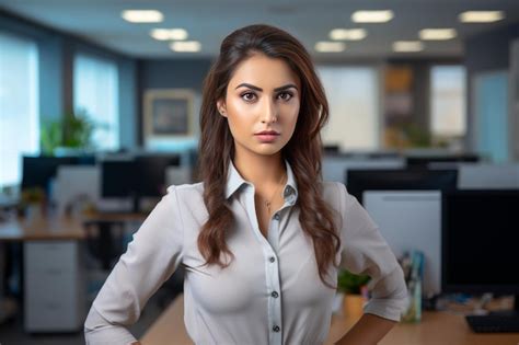 Premium Photo Beautiful Young Girl In The Office Generative Ai