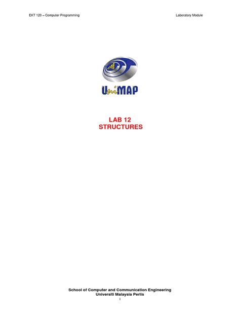 Lab 12 Structures Ekt 120 Computer Programming Laboratory Module