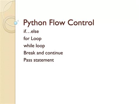Python Flow Control Ppt