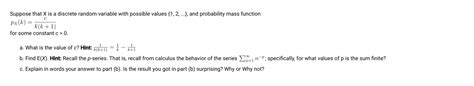 Solved с Suppose That X Is A Discrete Random Variable With