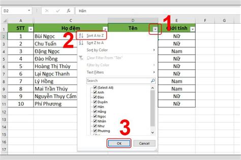 2 Cách Sắp Xếp Tên Theo Thứ Tự Abc Trong Excel đơn Giản